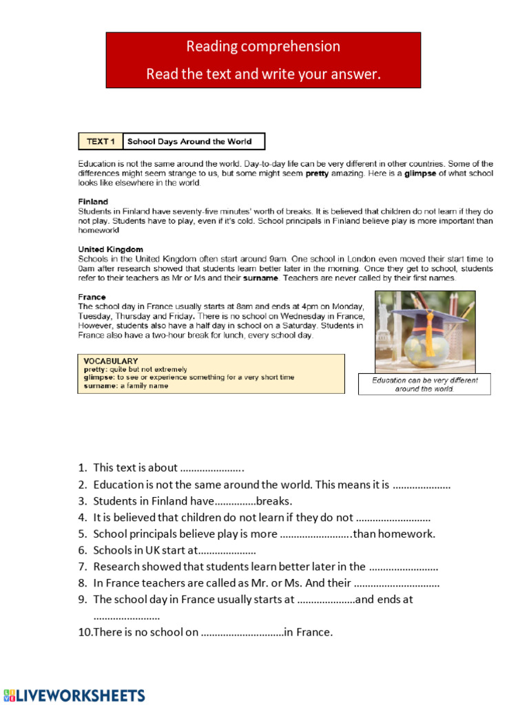 Reading-School Days Around The World | PDF