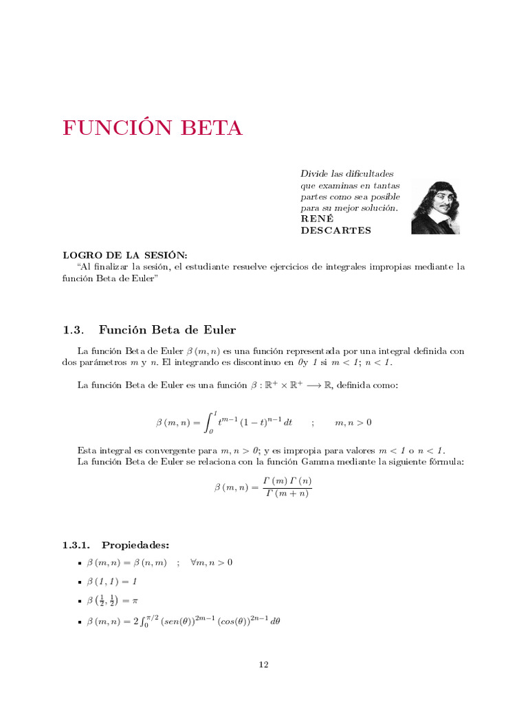 s02 - s1 Teoría y Práctica - Función Beta | PDF | Integral | Análisis matemático