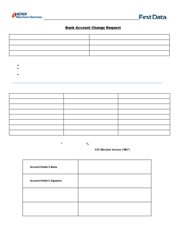 Bank Account Change Request Form | PDF