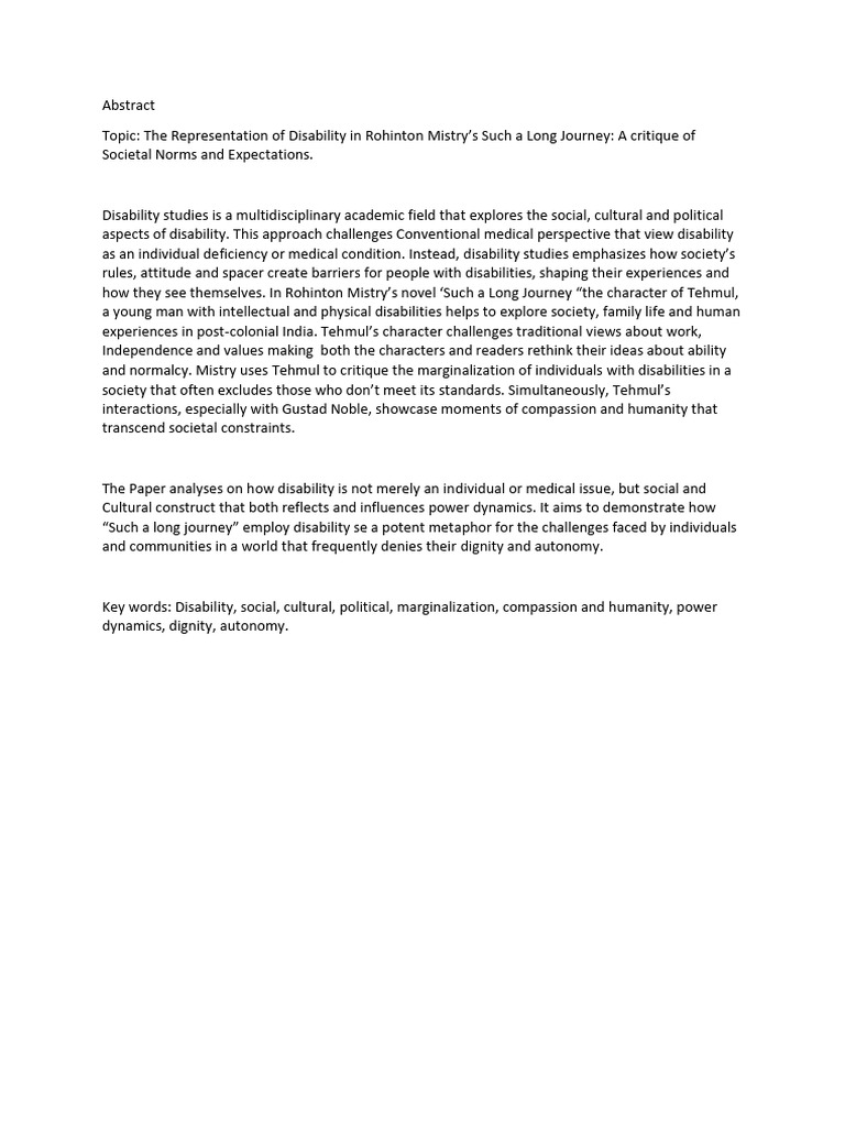 Such A Long Journey | PDF | Disability | Social Psychology