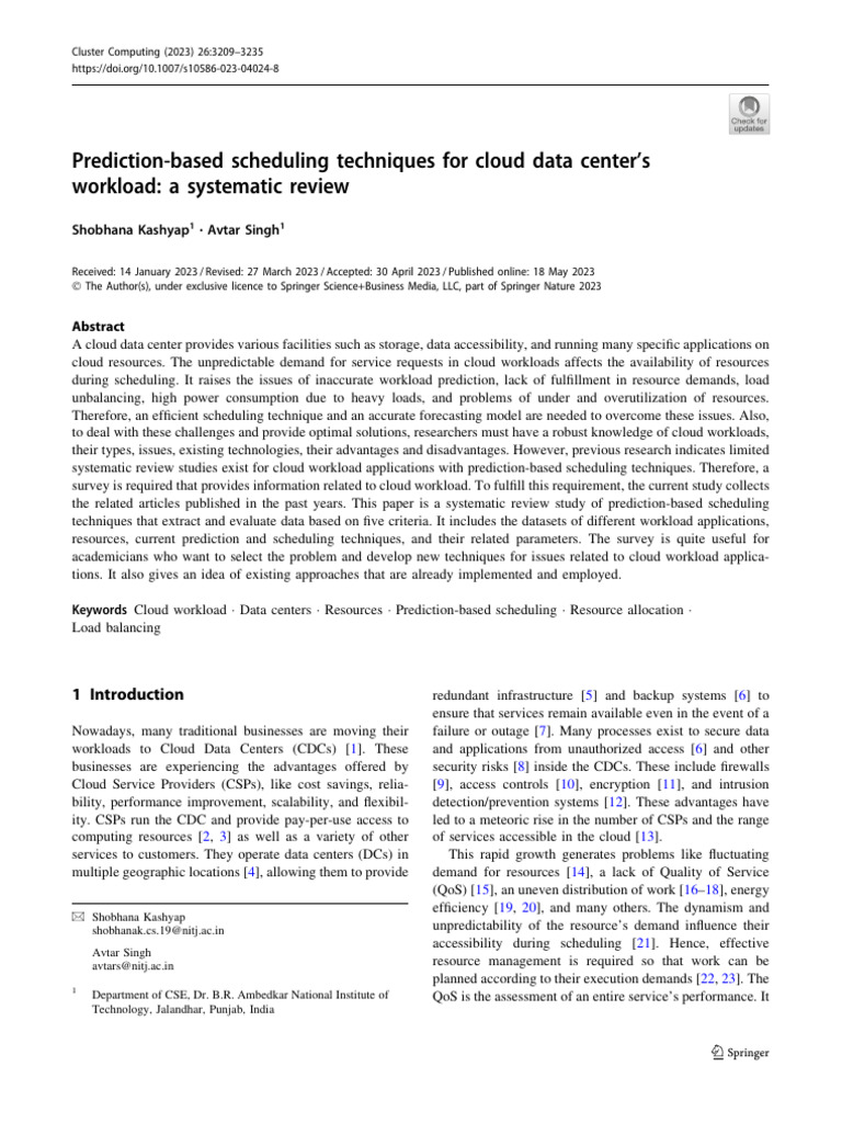 Prediction-Based Scheduling Techniques For Cloud Data Center's Workload ...