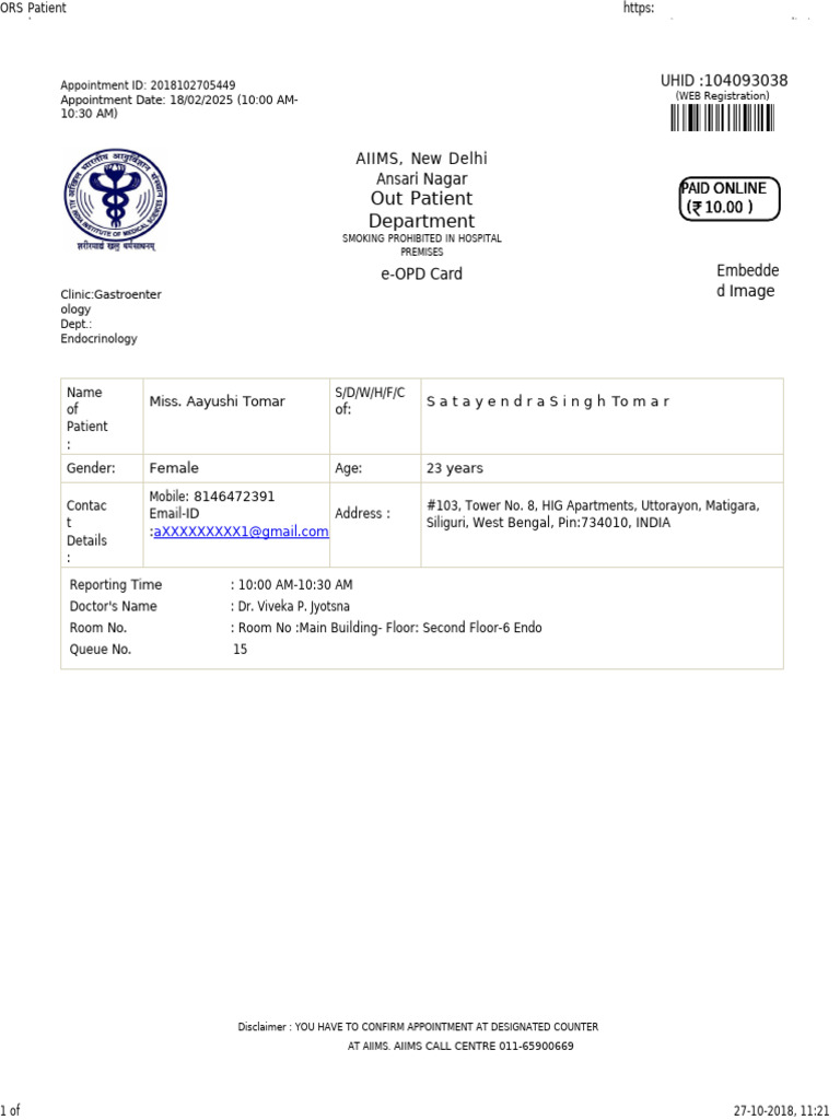 419922799-Aiims-OPD-Slip | PDF