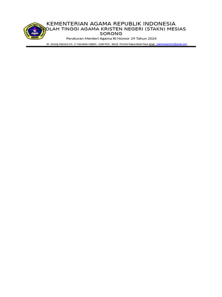 Peraturan STAKN Mesias Sorong 2024 | PDF