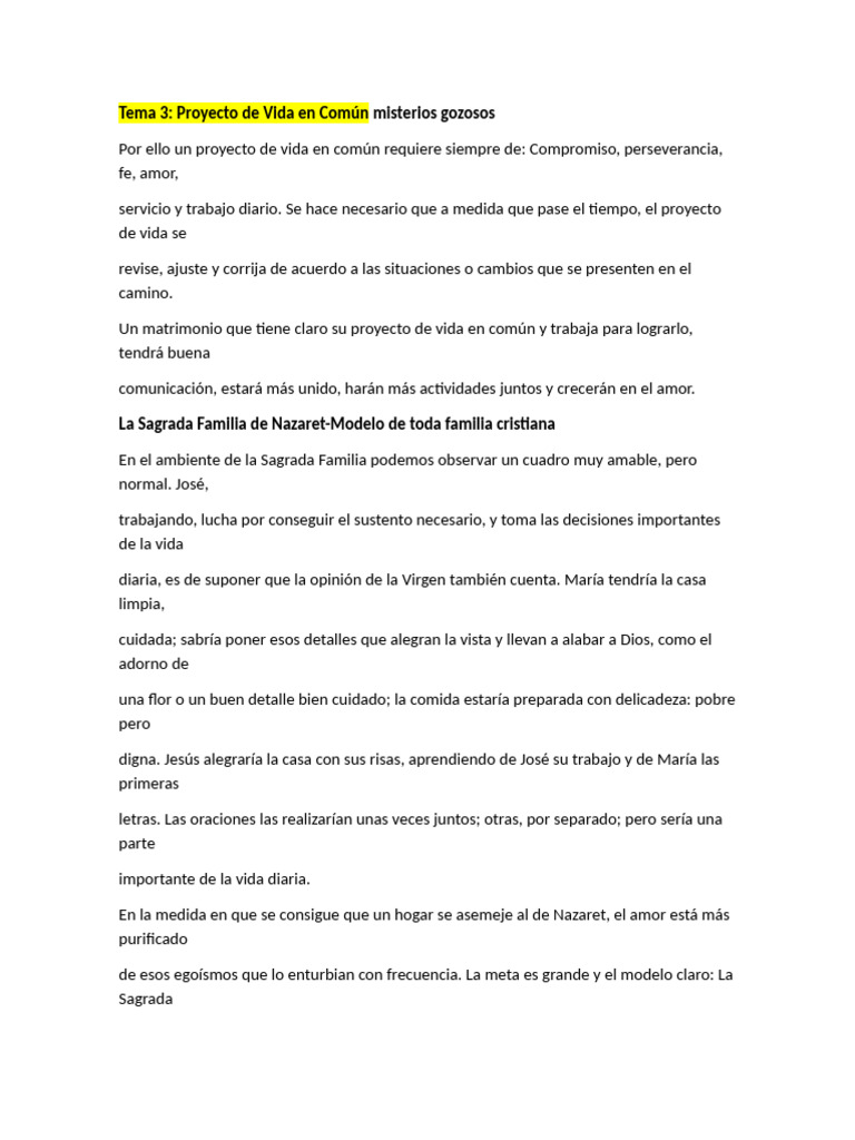 Proyecto de Vida en Común Familiar | PDF | Familia | Amor
