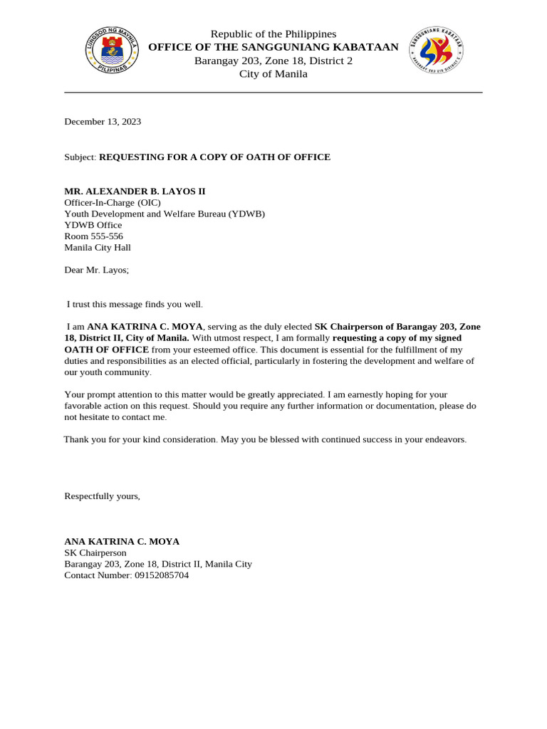 Request For Oath | PDF