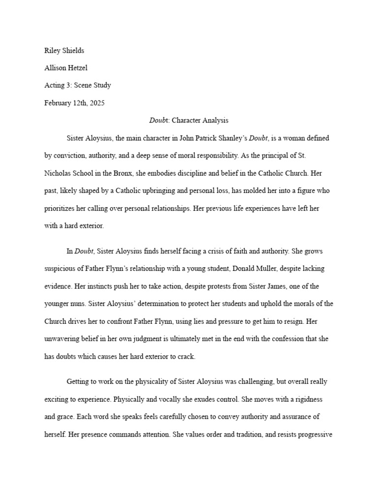 Doubt Character Analysis | PDF