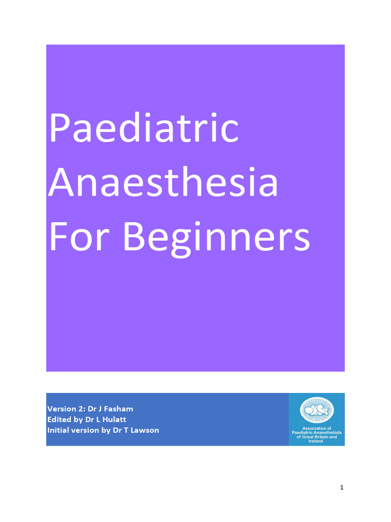 Pediatric Anesthesia Essentials Guide | PDF | Vaccines | Medicine