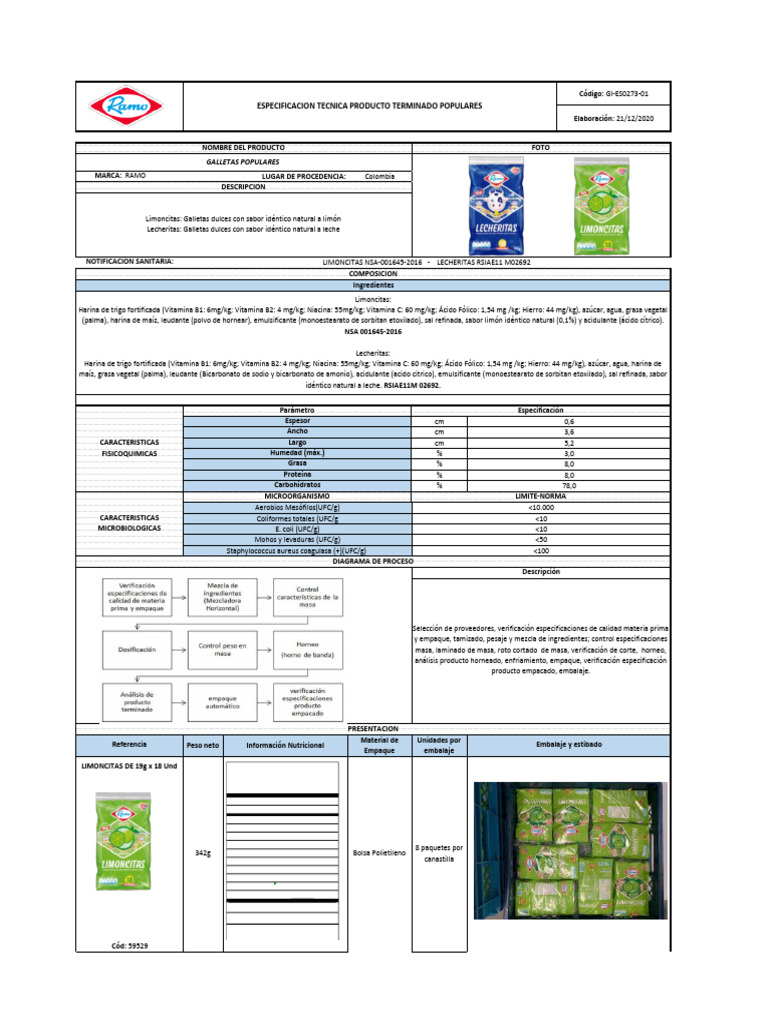 Galleta Limoncita Ramo | PDF | Vitamina | Alimentos