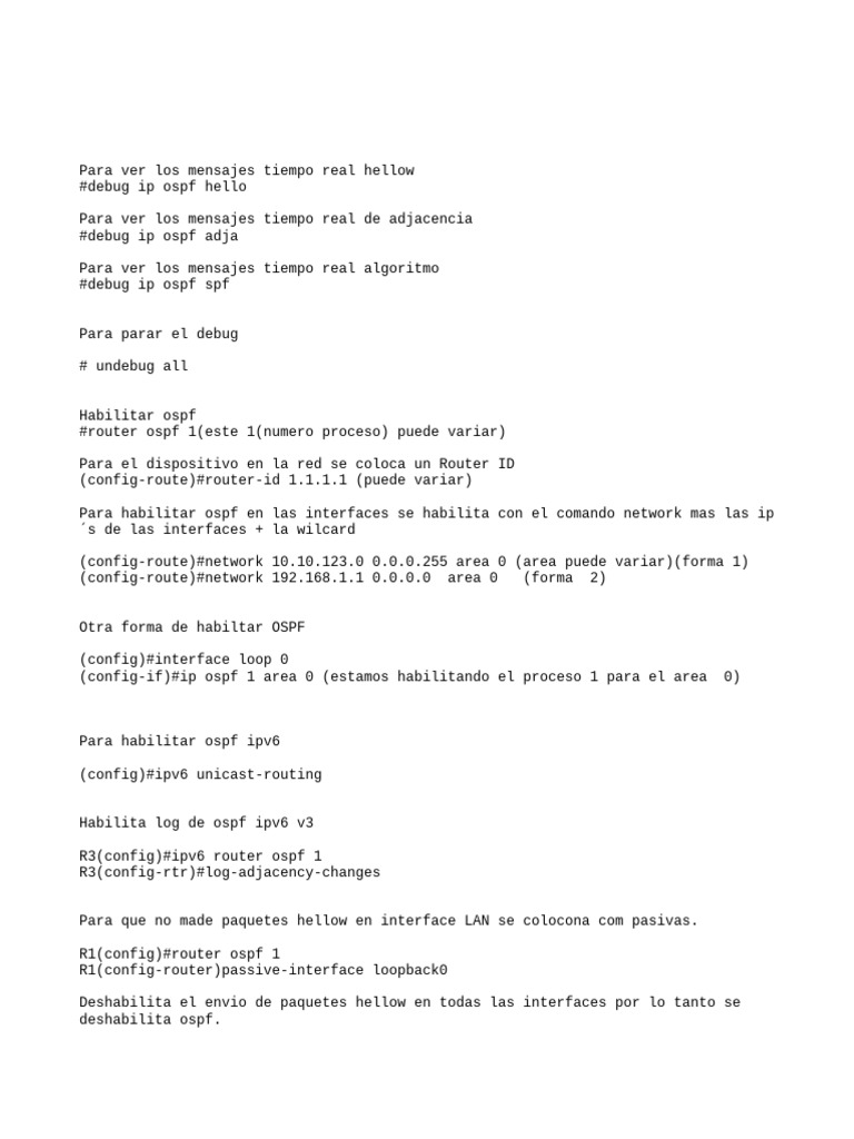 Comando OSPF | PDF | Enrutador (Computación) | Yo Pv6