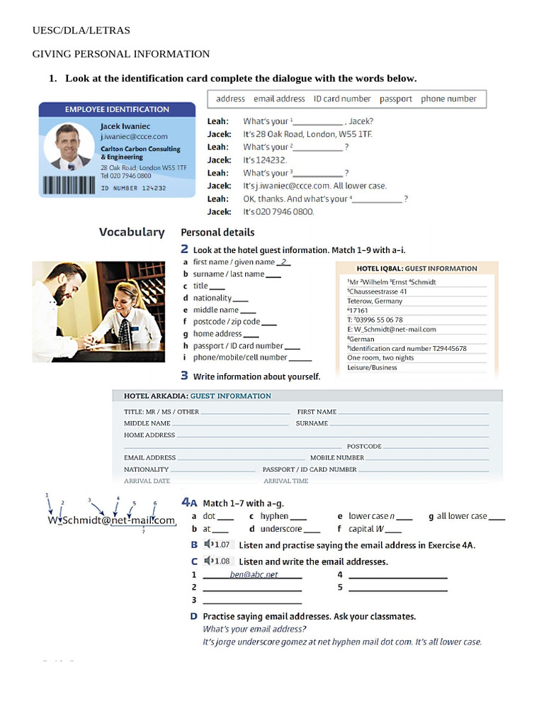 1C - Giving Personal Information | PDF