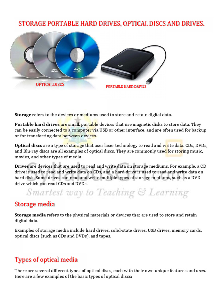 2.0.3 STORAGE PORTABLE HARD DRIVES, OPTICAL DISCS AND DRIVES. | PDF ...
