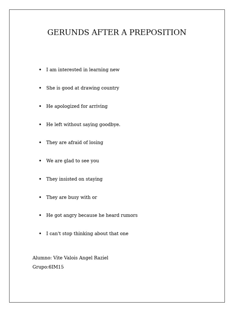 Gerunds After A Preposition | PDF