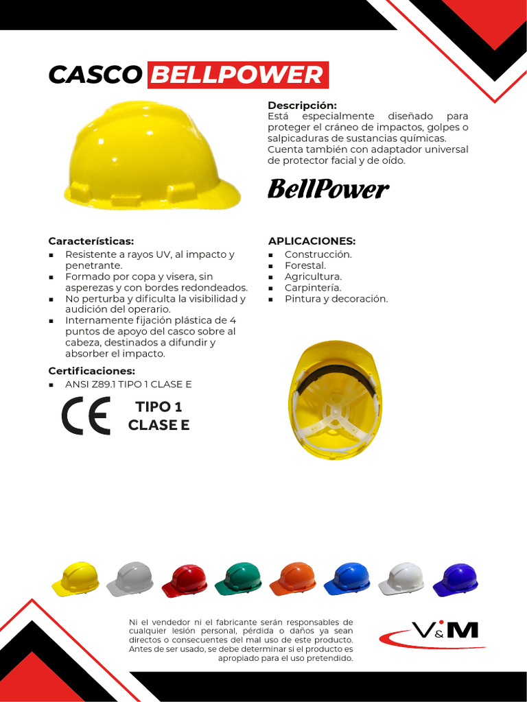 Ft_casco de Seguridad Bellpower - Bellpower - V&m | PDF | Casco