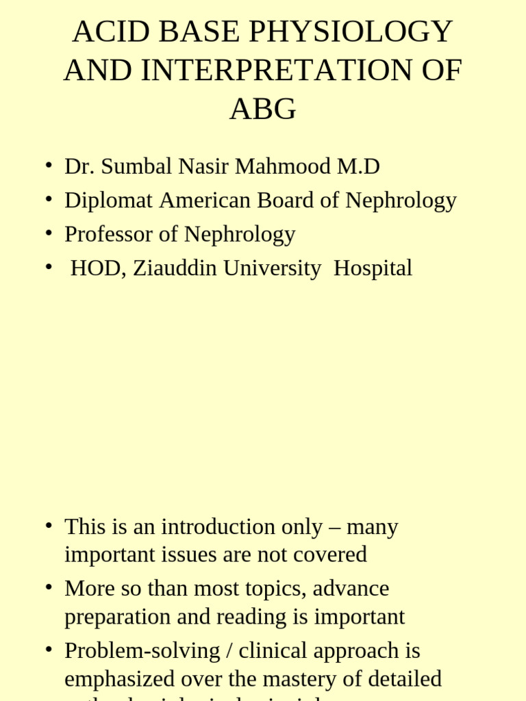 Acid Base Interpretation Smcfinal-1 | PDF | Ph | Physiology