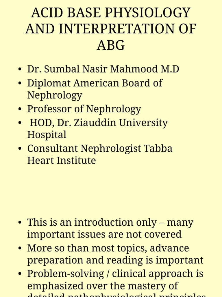 Acid Base Interpretation Smcfinal | PDF | Ph | Physiology