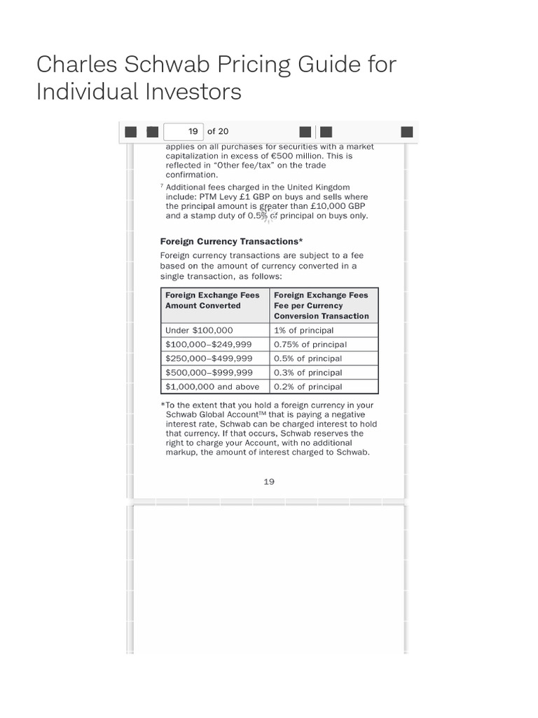 Charles Schwab Pricing Guide for Individual Investors | Charles Schwab | PDF