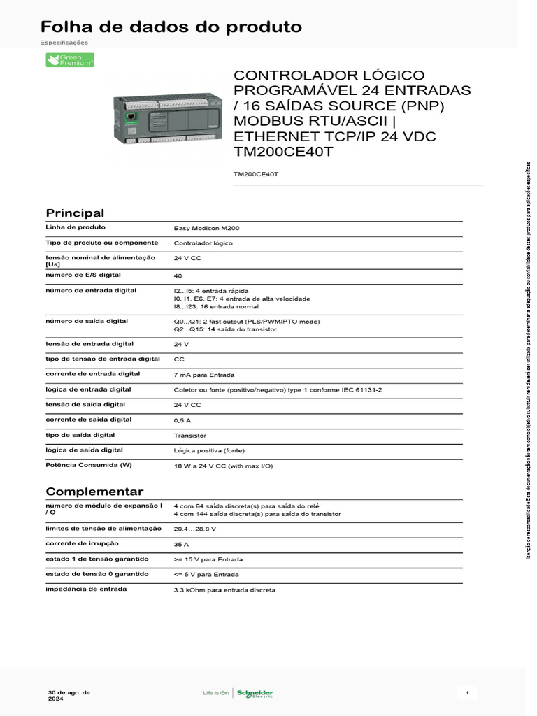 Schneider Electric - Modicon-Easy-M200 - TM200CE40T | PDF | Informática ...