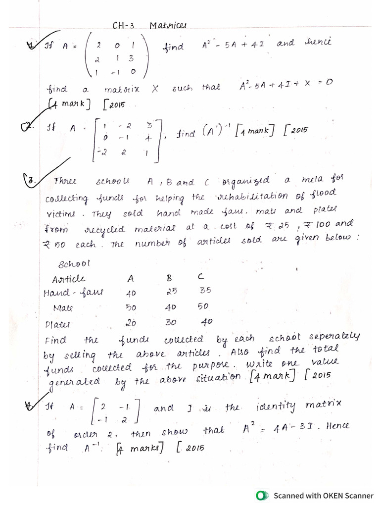 Chapter 3 Matrices | PDF