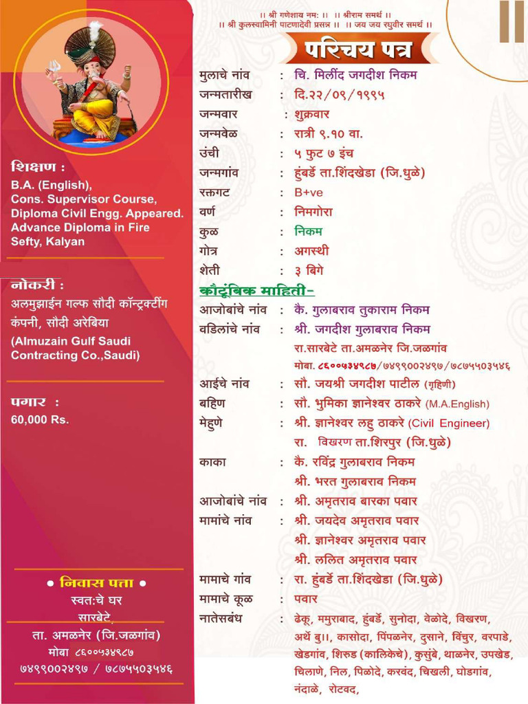 Milind Patil Biodata | PDF
