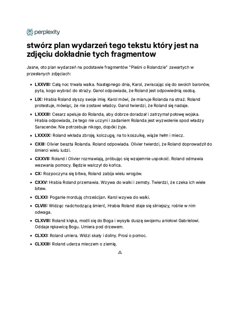 Stwórz Plan Wydarzeń Tego Tekstu Który Jest Na ZDJ | PDF