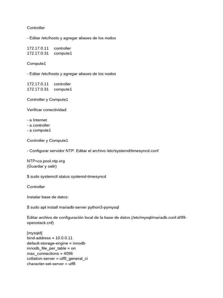 Configuración de OpenStack con VNC | PDF | Pila abierta | Mi sql