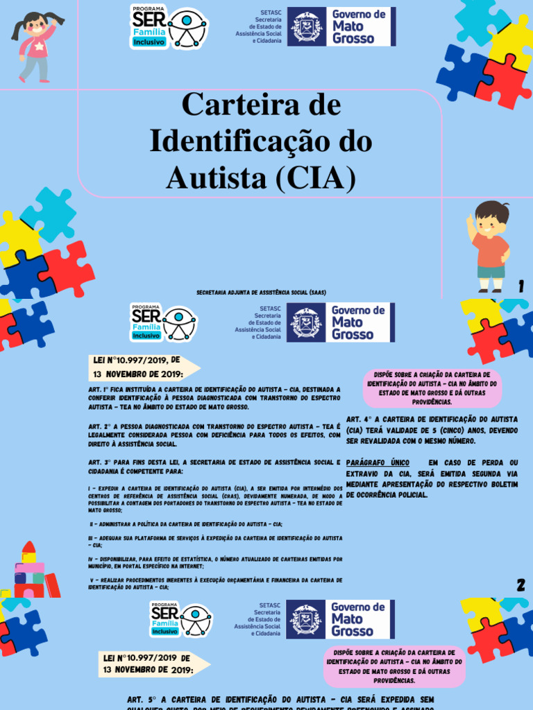 Orientação Da Confecção Da Carteira Do Autista | PDF | Autismo
