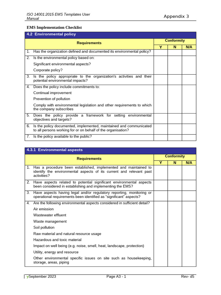 ISO 14001 Audit Checklist Templates | PDF | Business