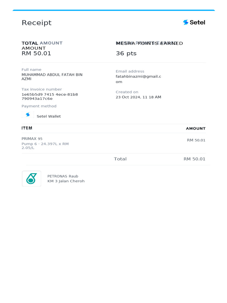 Purchase Fuel Receipt.1 | PDF