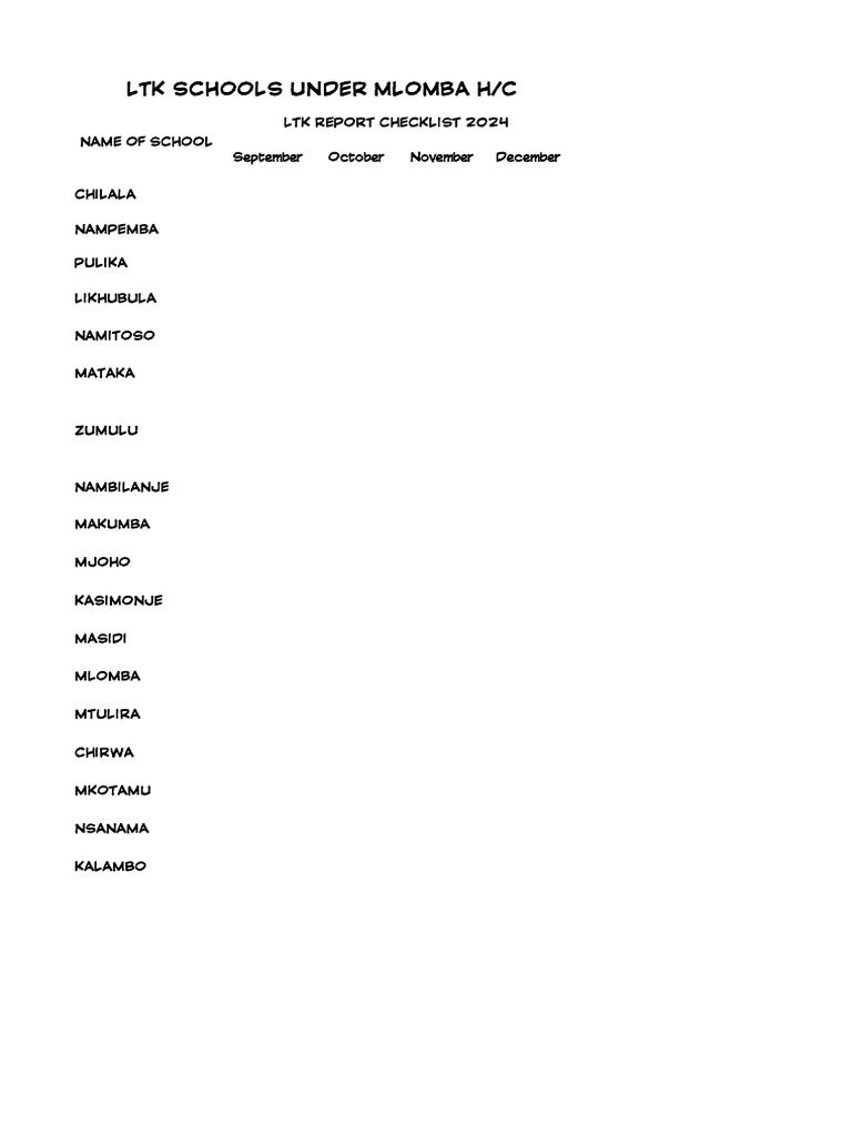 LTK Report Sheet | PDF