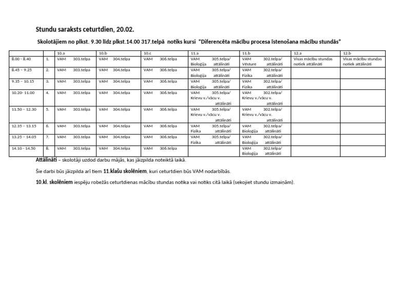 Stundu Saraksts 20 - 02 | PDF