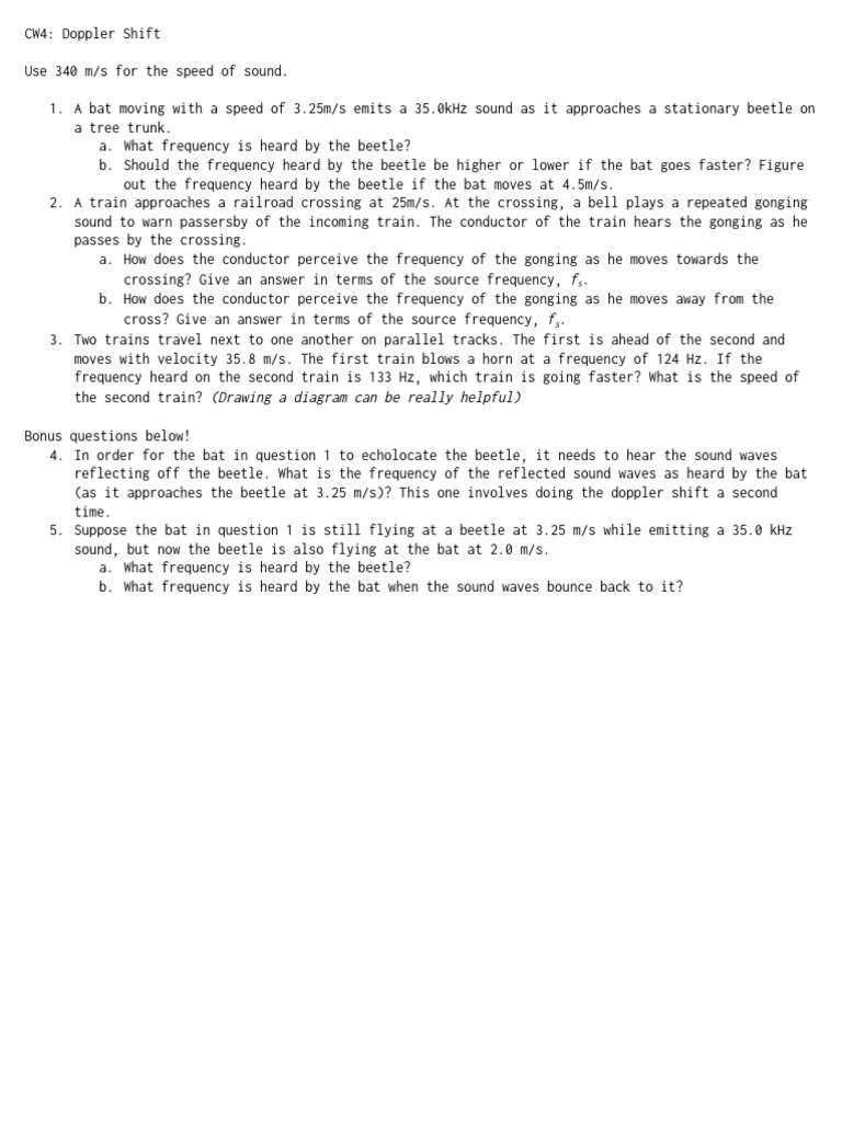 CW4 - Doppler Shift | PDF