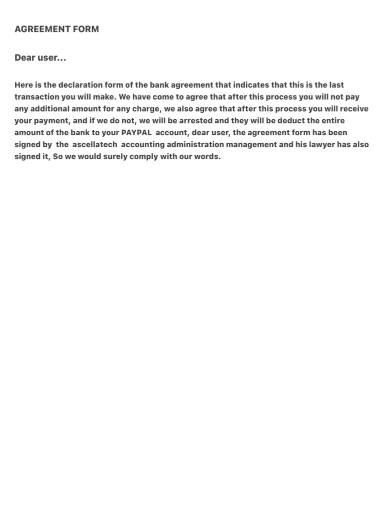 Bank Agreement Declaration Form | PDF