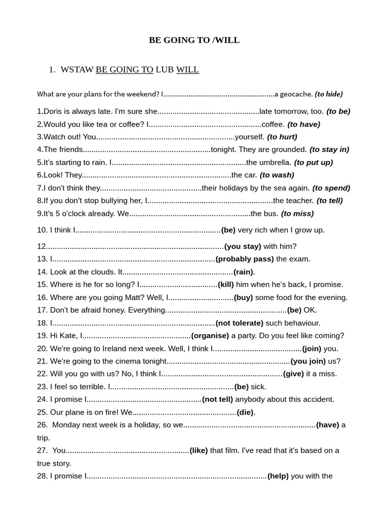 Future Tense Practice: Be Going To/Will | PDF