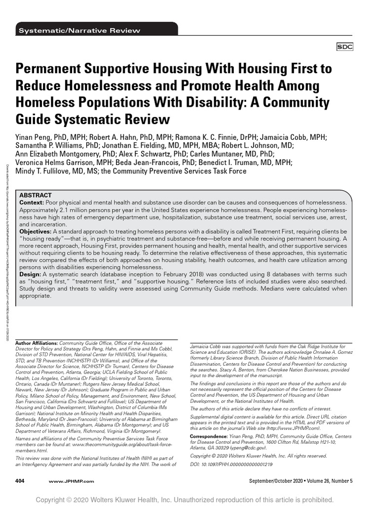 (SR) 2020 Permanent Supportive Housing With Housing First To Reduce ...