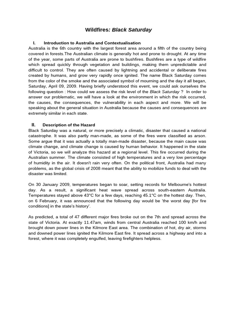 Black Saturday Bushfires: Causes & Impact | PDF | Wildfire | Hazards
