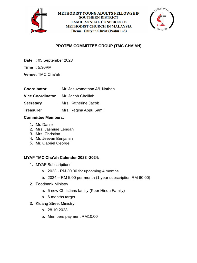 PROTEM COMMITTEE Meeting | PDF