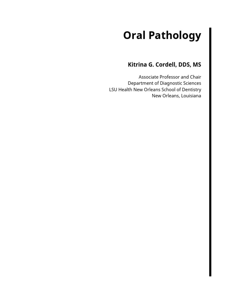 Oral Pathology Overview by Kitrina Cordell | PDF