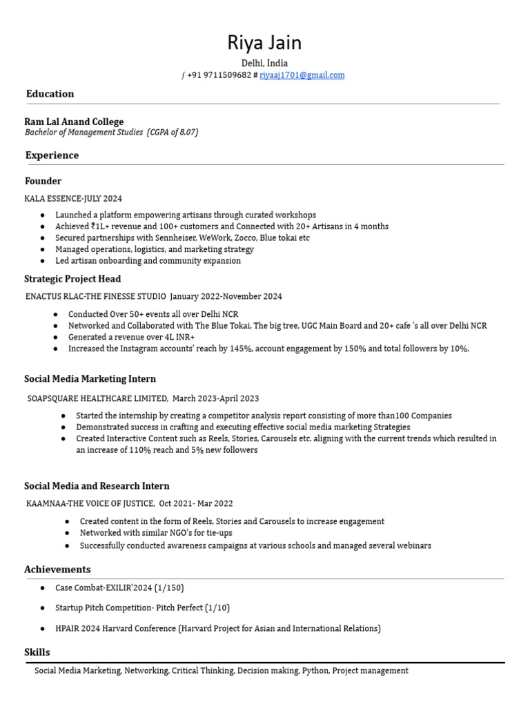 Riya Resume Final | PDF