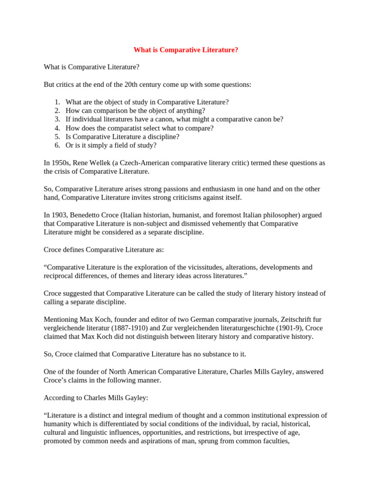 What Is Comparative Literature | PDF | Austria Hungary | Liberal Arts ...