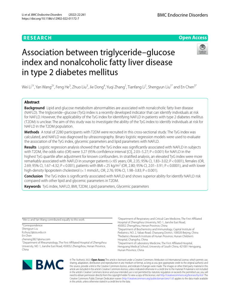 Association Between Triglyceride-Glucose Index and Nonalcoholic Fatty Liver Disease in Type 2 ...