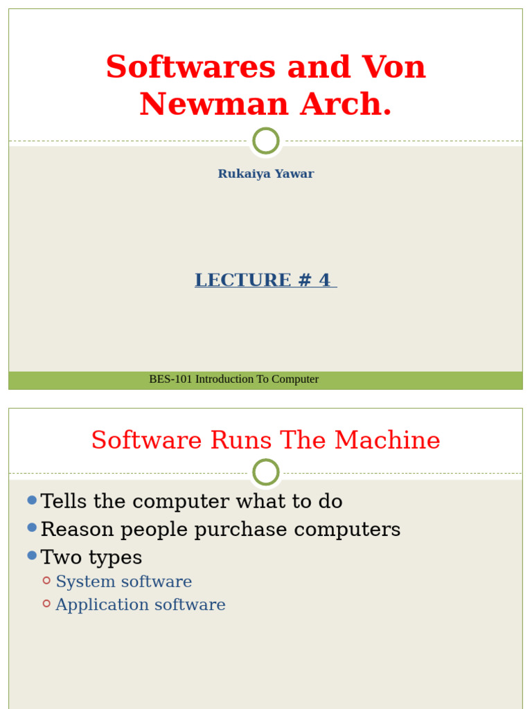 Lecture-4-Softwares-and-Von-Newman-Arch-14032023-104540am-10022025-114131pm | PDF | Operating ...