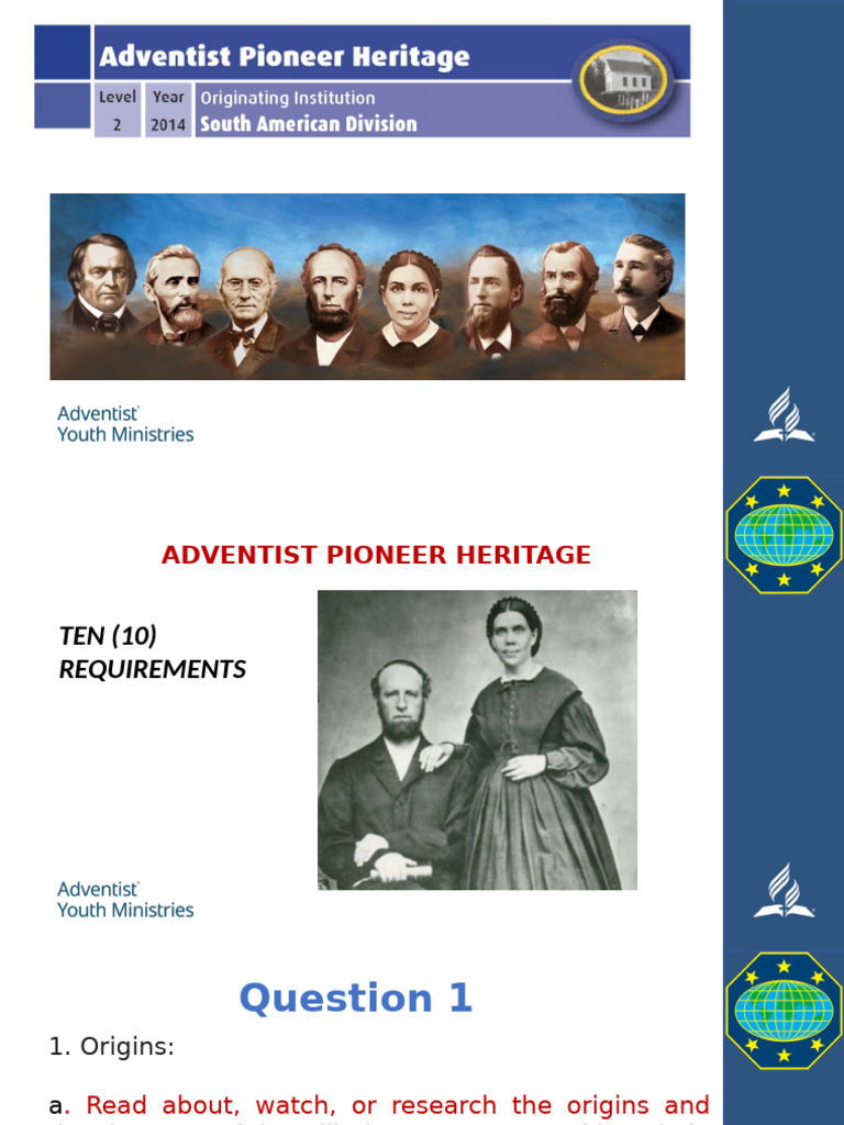 Adventist Pioneer Heritage Honor | PDF | Seventh Day Adventist Church ...