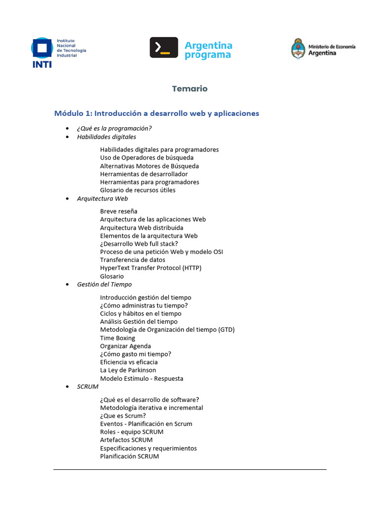 Temario #YoPorgramo 4ta Edicion | PDF | Programación orientada a objetos | HTML