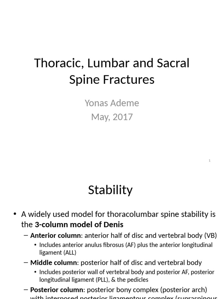 Thoracolumbar Spine Fracture Guide | PDF | Vertebra | Vertebral Column