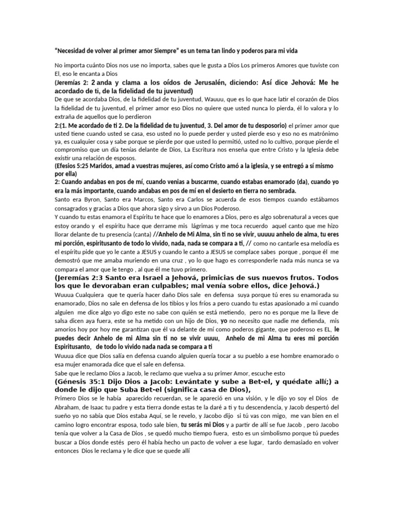 Vuelve a tu Primer Amor con Dios | PDF | Jacob | Amor