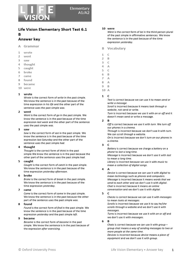 Lif Visi Ele Short 6-1b Answer Key | PDF | Linguistics | Human ...