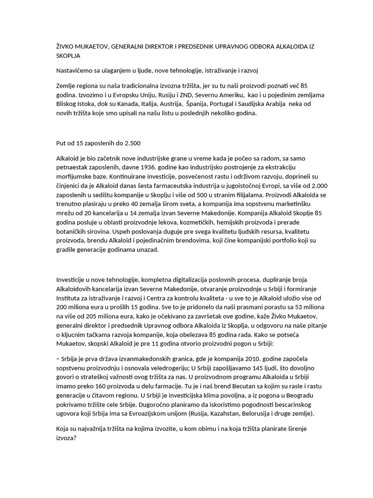 Intervju Zhivko Mukaetov Magazin Biznis 2021 - Proverka 2.2 Za Prevod | PDF