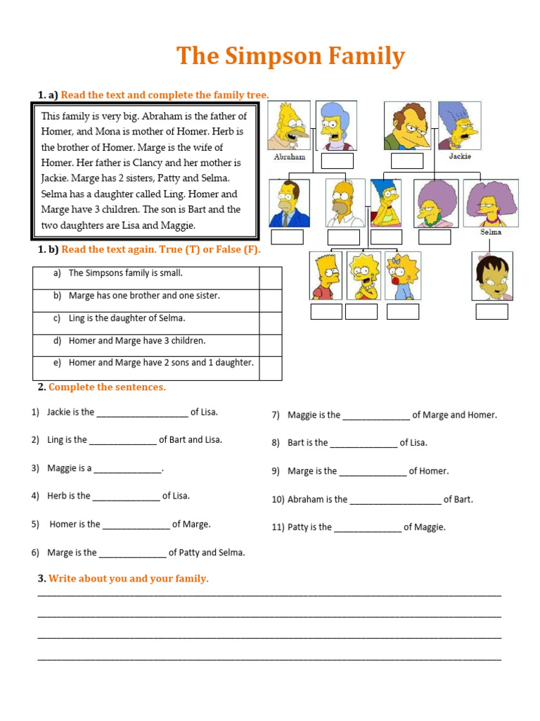The Simpsons Family Exercises Fun Activities Games Pronunciation ...