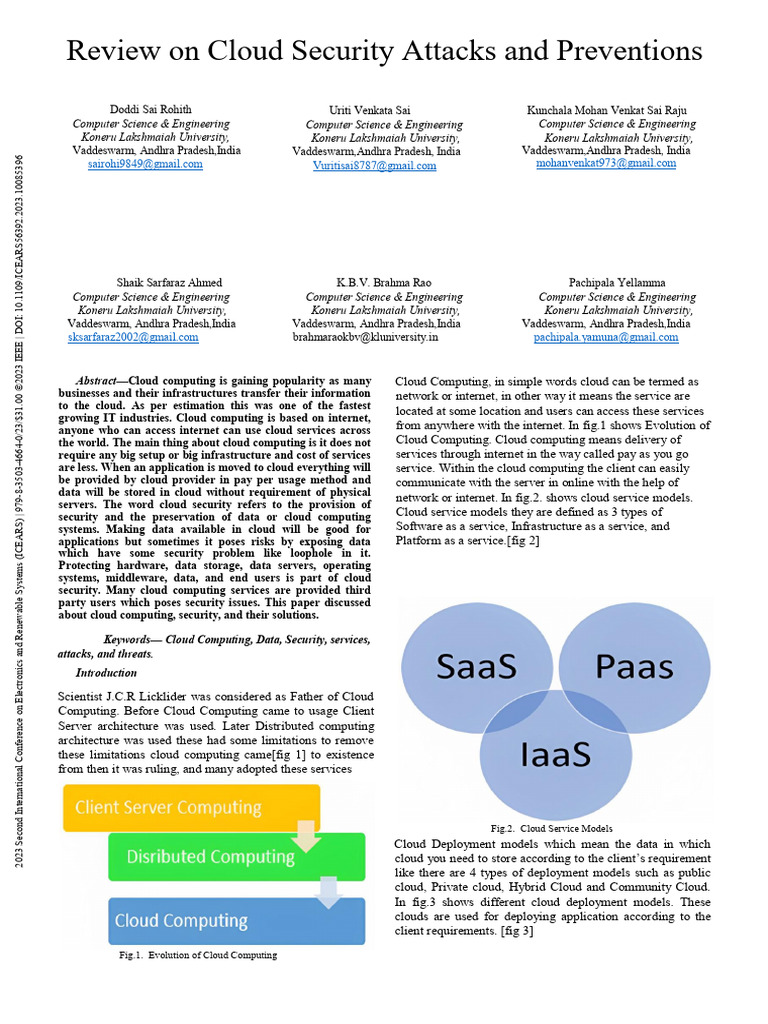 Review On Cloud Security Attacks And Preventions 1 Pdf Cloud