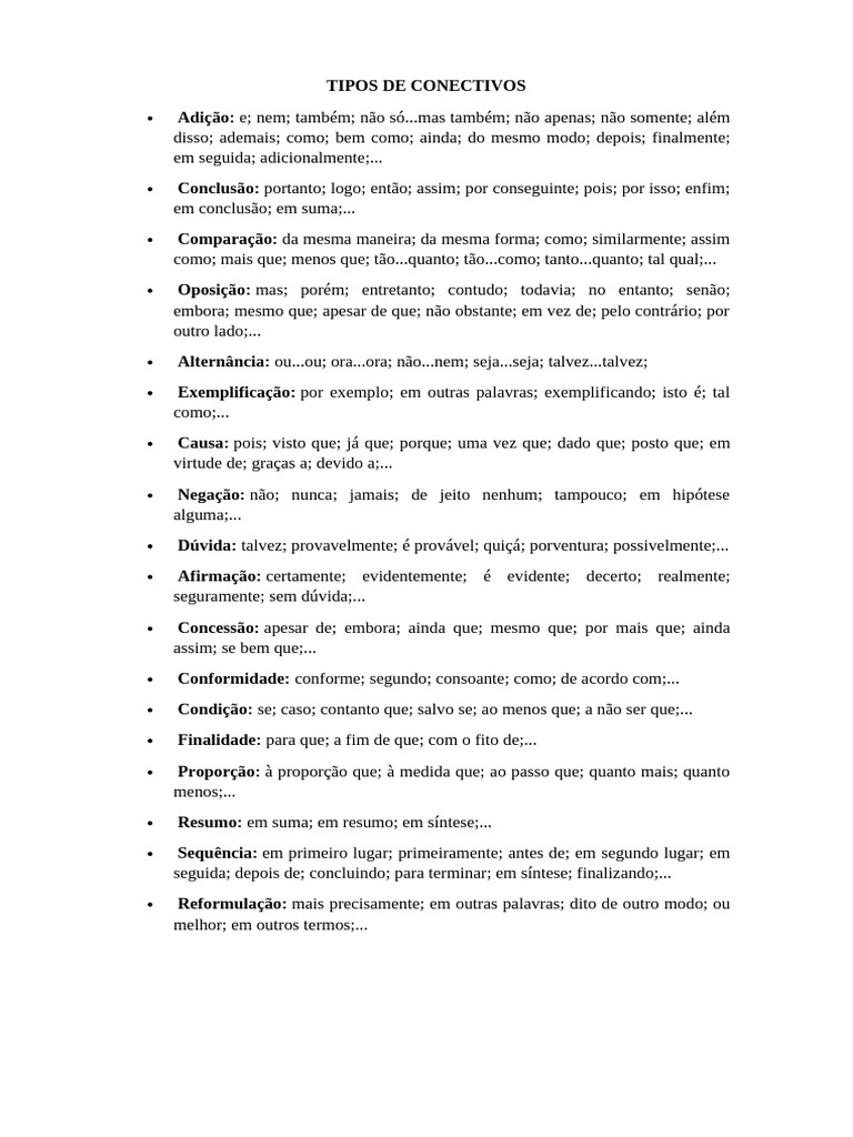 Tipos de Conectivos | PDF